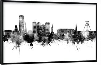 artboxONE Poster mit schwarzem Rahmen 75x50 cm St&auml;dte Bochum Germany Skyline Black - Bild Bochum Bochum City