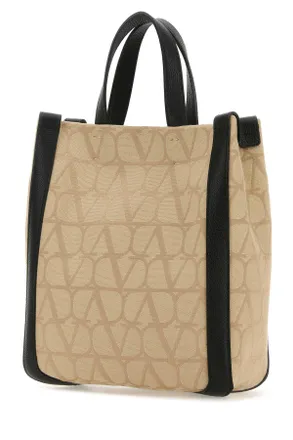 Valentino Garavani Mens Beige Toile Iconographe Shopping Bag Chinosnero Borse A Mano