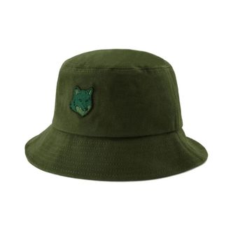 Maison Kitsun&eacute; Bold Fox Head Bucket Hat - unisex - Accessoires - Vert - Taille: M/L