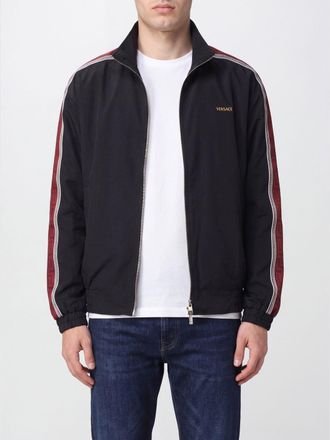 Versace Sweatshirt aus technischem Gewebe mit Rei&szlig;verschluss und Kontrastlogo