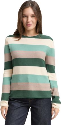 Tom Tailor Damen 1042952 Pullover, 39986-Green Block Stripe, M