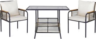 Giantex 3 teiliges Gartenset aus PE-Rattan, Bistroset mit 2 St&uuml;hlen & 1 Tisch, Gartem&ouml;bel Set mit Kissen, Sitzgruppe f&uuml;r 2 Personen, Outdoor Lounge f&uuml;r Hof, T