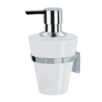 Spirella Distributeur de Savon &agrave; Fixer Porcelaine et Acier chrom&eacute; Max Light Blanc