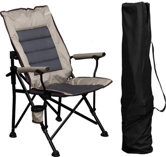 Anndora extra Stabiler Campingstuhl Model: LG403H mit Langer Rückenlehne - faltbar, 120kg belastbar - Champagner grau