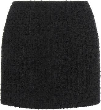 Balmain Embossed Button Detail Boucl&eacute; Miniskirt - Black