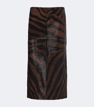 SIMKHAI Jupe midi Tobiana en cuir fa&ccedil;on poulain
