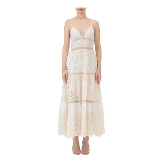 Ermanno Scervino Femme, Robes, Beige, Taille: 36 FR Robe Maxi en Dentelle et Sequins