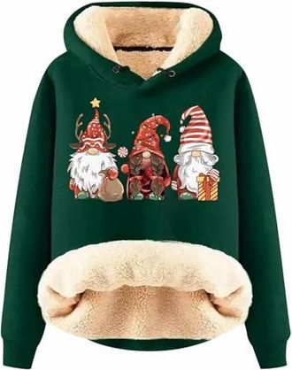 Generic Pull De Noel Femme Pull Noel Femme Sweat Noel Coupe Cool Confortable Hoodie Polaire Imprimé Capuchon Chaud Hiver Confortable