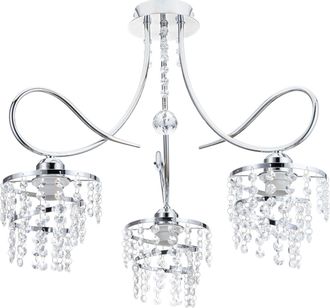 HowHomely Kronleuchter Modern aus Verchromtem Stahl | Chandelier 55x48 cm | Kristall Lampe f&uuml;r 3 Fassungen E27 | Kristall Deckenleuchte f&uuml;r Flur Esszimmer Badez