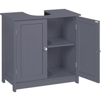 Woltu Woltu - Meuble sous lavabo, Meuble de salle de bain en bois, Meuble de rangement, Armoire de salle de bain, en mdf 60x60x30cm, Gris
