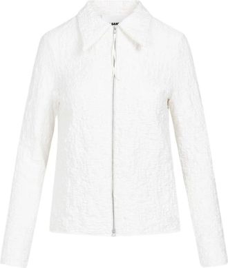 Jil Sander Femme, Vestes, Blanc, Taille: 34 FR Veste textur&eacute;e zipp&eacute;e