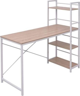 vidaXL Schreibtisch mit B&uuml;cherregal mit 4 B&ouml;den Eiche - Vidaxl