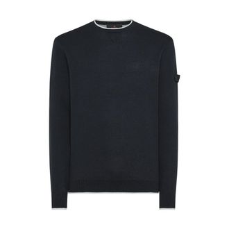 Peuterey Blaue Sweatshirt Crew Neck Logo Label - - Knitwear - Herren - Blau - S