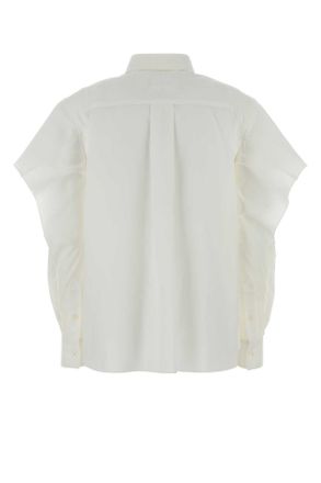 sacai Womens White Poplin Shirt Offwhite Polyester Cotton Camicie