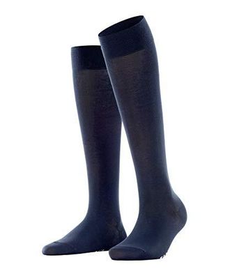 Falke Cotton Touch W KH fines unies 1 paire, Chaussettes longues Femme, Bleu (Dark Navy 6379), 35-38