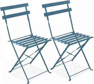 Oviala Oviala - Lot de 2 chaises pliantes en acier bleu pacific
