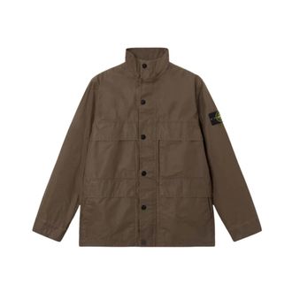 Stone Island Field Jacke aus gewachster- pigmentierter Baumwolle Tela - - Jackets - Herren - Braun - M