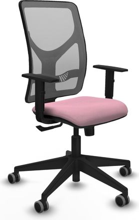 Piqueras y Crespo Rosa Palo Schreibtischstuhl mit 1D-Armen, h&ouml;henverstellbare Lendenwirbelst&uuml;tze, ausgestattet mit 3 Positionen und Schneideschaum, Grau/Rosa