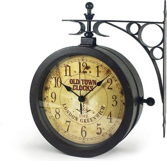 TFA Dostmann Nostalgie Wanduhr und Thermometer, Gartenuhr, 60.3011, Outdooruhr, Aussenbereich geeignet, doppelseitig, Altkupfer, L 270 x B 95 x H 295 mm