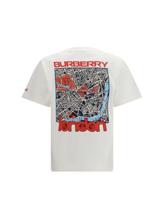 Burberry Mens Cotton Map T-Shirt Chalk T-Shirts And Polos