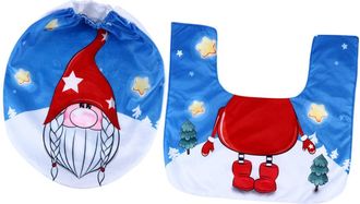 OSALADI Weihnachtlicher Wc Deckelbezug Satz aus Vliesstoff mit Weihnachtsmuster Wc Matte rutschfest f&uuml;r Badezimmerdekoration Weihnachtliche Toilettensitzhusse