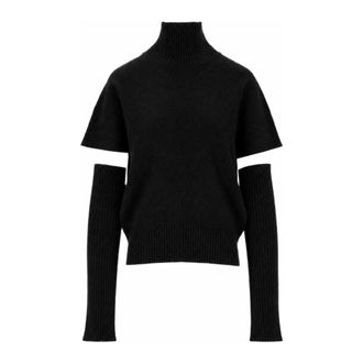 Federica Tosi Pull &agrave; col roul&eacute; d&eacute;coup&eacute; en V - Femme - Pulls - Noir - Taille: 42 FR