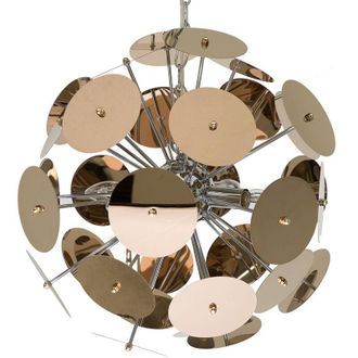 Beliani Lustre Design Lampe Suspension en Forme de Disques en M&eacute;tal Cuivr&eacute; et Argent&eacute; pour 4 Ampoules E14 Max 40W &Eacute;clairage Id&eacute;al pour Salon Moderne Beliani
