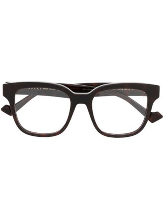 Gucci lunettes de vue à monture carrée - Marron