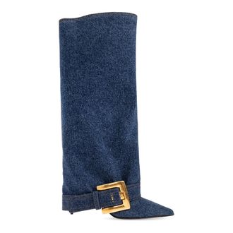 Balmain Femme, Chaussures, Bleu, Taille: 37 1/2 EU Bottes Anthem en Denim