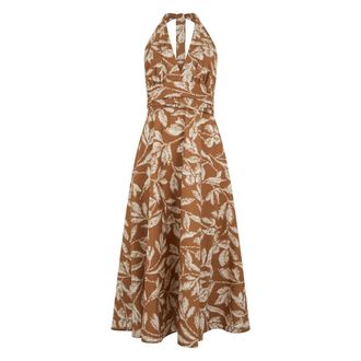 Max Mara Bella Baumwoll-Popeline Neckholder-Kleid - - Dresses - Damen - Braun - S