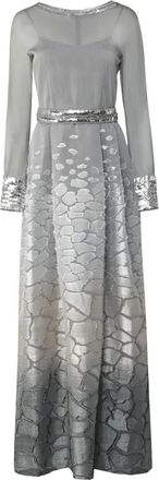 Alberta Ferretti robe longue &agrave; ceinture &agrave; ornements - Gris