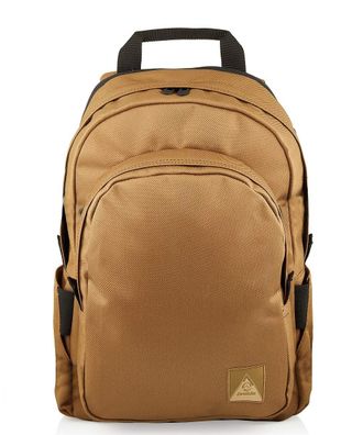 Invicta Round Backpack Ger&auml;umiger Rucksack, praktisch & Unisex, mit Laptopfach f&uuml;r Uni, Arbeit, Reise & Fahrrad; Daypack, beige - mit Lederdetails & italienis