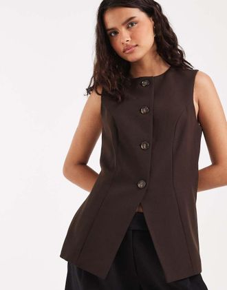 River Island Gilet de costume &agrave; poches - Marron