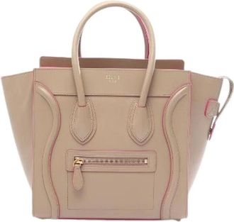 Celine Pre-owned Luggage Micro Shopper Leather Tote Bag - Femme - Pre-owned - Beige - Taille: ONE Size
