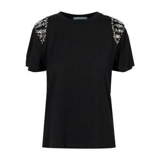 Alberta Ferretti Baumwoll-Rundhals-T-Shirt - - Tops - Damen - Schwarzk - M