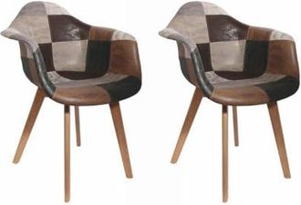 The Home Deco Factory Set mit 2 Sesseln für Wohnzimmer, Esszimmer, Mehrfarbig, Patchwork, Scandivave Holz