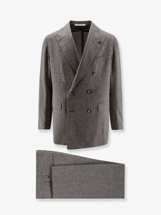 Tagliatore Double-breasted stretch melange virgin wool suit - TAGLIATORE - gender_Man
