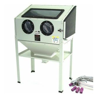 Apex Sandstrahlkabine sbc 220 mit Pistole Sandstrahlger&auml;t Sandstrahlpisole 4 D&uuml;sen