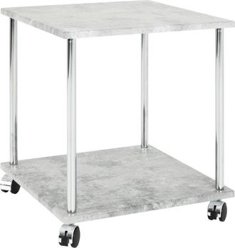 Haku M&ouml;bel Beistelltisch auf Rollen betonoptik, Chrom, MDF, Metall - Ma&szlig;e: B 40 cm x H 45 cm x T 40 cm, Style: Modern