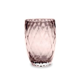 Zafferano Losanghe Tumbler, Wasserglas Trinkglas grau, handgefertigt mit Rautenmuster mundgeblasen (Amethyst)