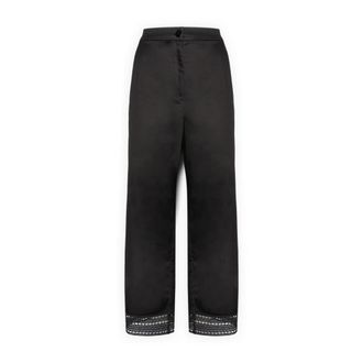 Elena Miro Baumwollmischung Hose mit Spitze - - Trousers - Damen - Schwarzk - L