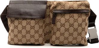 Gucci sac banane Double Pocket en toile GG (2000-2015) - Marron