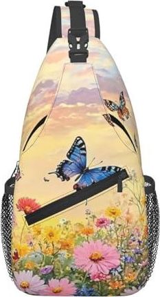 Generic Sac &agrave; dos &agrave; bandouli&egrave;re pour homme Motif papillons color&eacute;s
