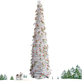 Generico Praktischer Weihnachtsbaum, zusammenklappbar, 1,5 m, f&uuml;r Partys, gro&szlig;er Weihnachtsbaum f&uuml;r den Au&szlig;enbereich, verstellbar, f&uuml;r Wohnzimmer, Schlafzimmer