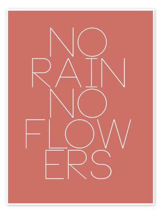 Posterlounge No Rain No Flowers Poster von Typobox 13 x 18 cm Ros&eacute; Wandbilder Wanddeko