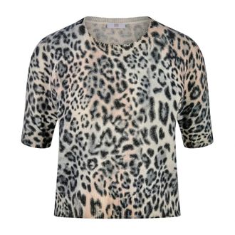Riani Strickshirt mit Leo-Print - - Knitwear - Damen - Mehrfarbig - XS