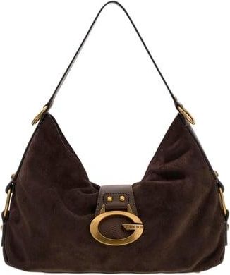 Guess Sac port&eacute; &eacute;paule en daim &agrave; d&eacute;tails dor&eacute;s