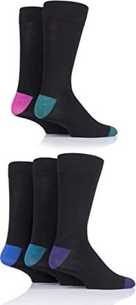 SockShop Hommes Chaussettes en bambou naturel color&eacute; et color&eacute; &agrave; motifs divers mod&egrave;les pour un usage quotidien Taille 40-45 Multipack de 5 - Bijou/Noir 40-45