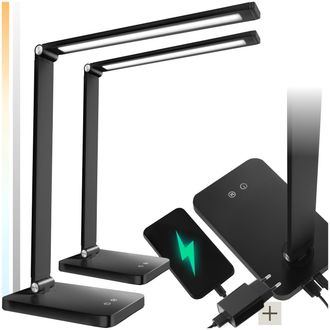 TecTake Schreibtischlampe dimmbar, Touch Lampe, LED Tischleuchte, Arbeitsleuchte f&uuml;r Home Office, B&uuml;ro Zubeh&ouml;r, Monitor Lampe, Desk Lamp - 2er Set, schwarz
