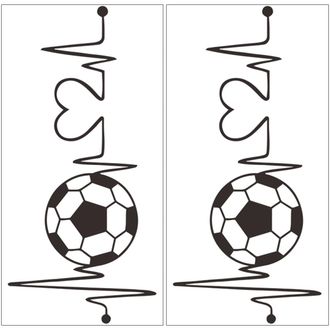 Hemobllo 2 St&uuml;ck Fu&szlig;ball Wandtattoo mit Herzschlag Motiv Abnehmbare Pvc Wandaufkleber f&uuml;r Jungenzimmer Wohnzimmer und Partydekoration